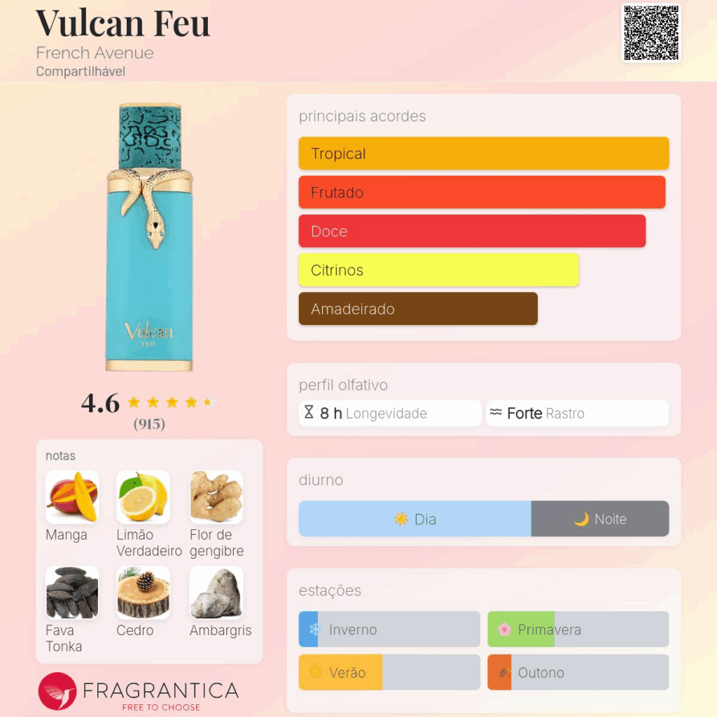 Vulcan Feu French Avenue Compartilhável 100ml - Dani Perfumaria